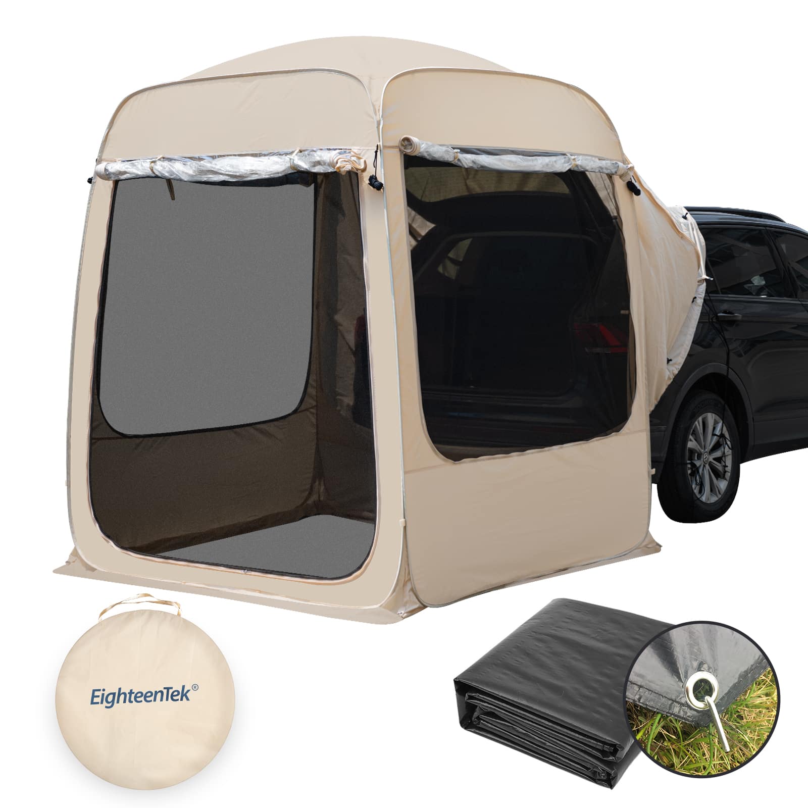 All-Weather SUV Camping Screen Tent – Pop Up Mesh Shelter with Waterpr
